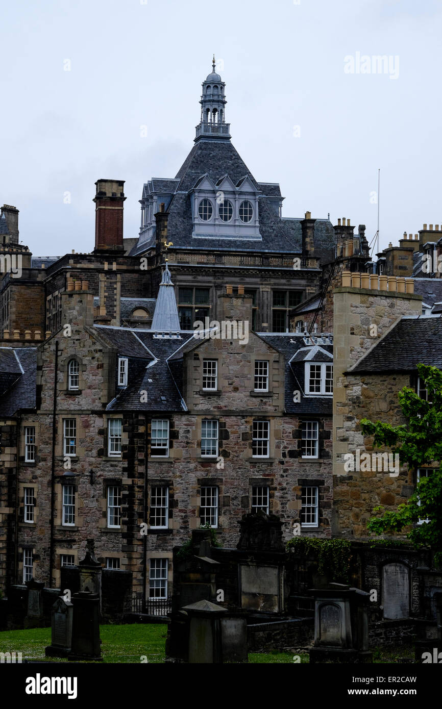 Typical Edinburgh buildings and skyline as seen from Greyfriars church ...