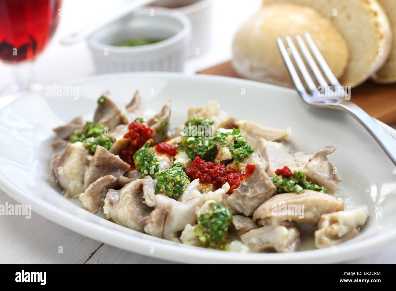 lampredotto, stewed the fourth stomach of cow, italian food Stock Photo ...