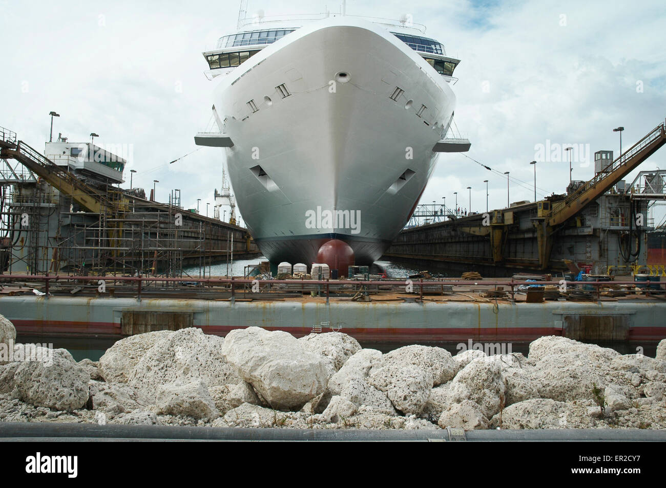 Large ship on a dry dock Stock Photo - Alamy