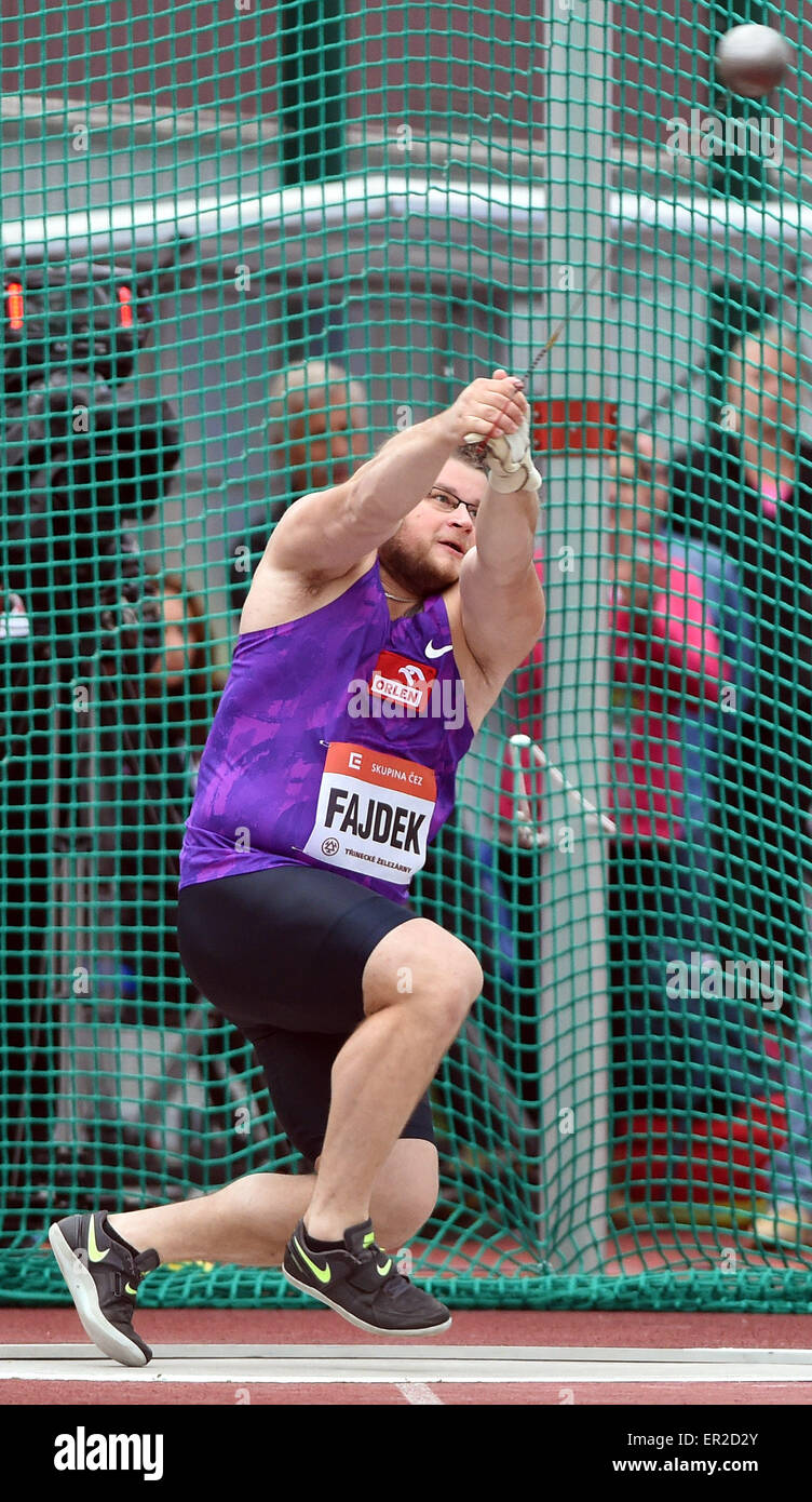 Ostrava, Czech Republic. 25th May, 2015. Pawel Fajdek of Poland throws ...