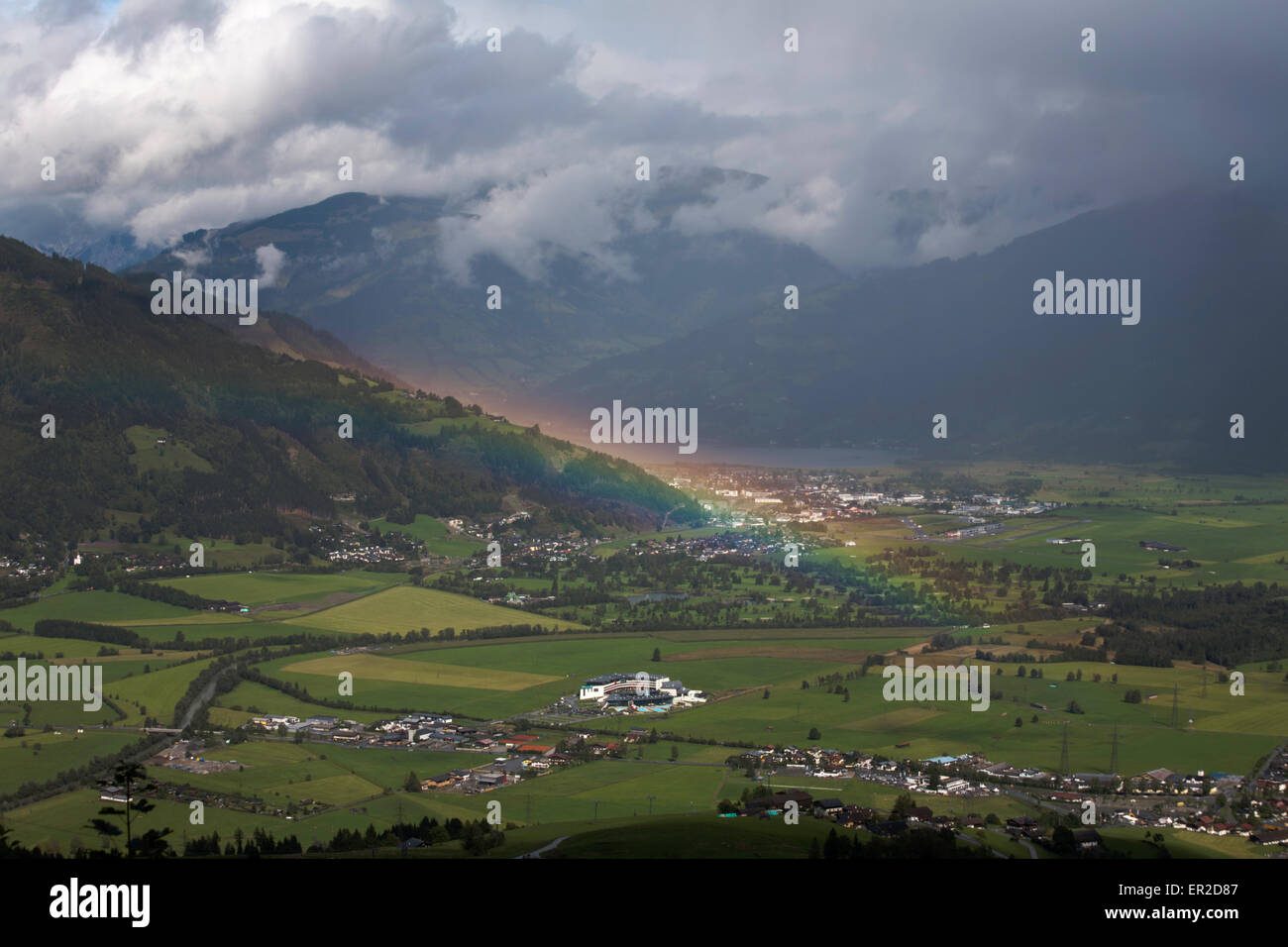 Rainbow and storm The valley of The River Salzach between Kaprun and ...