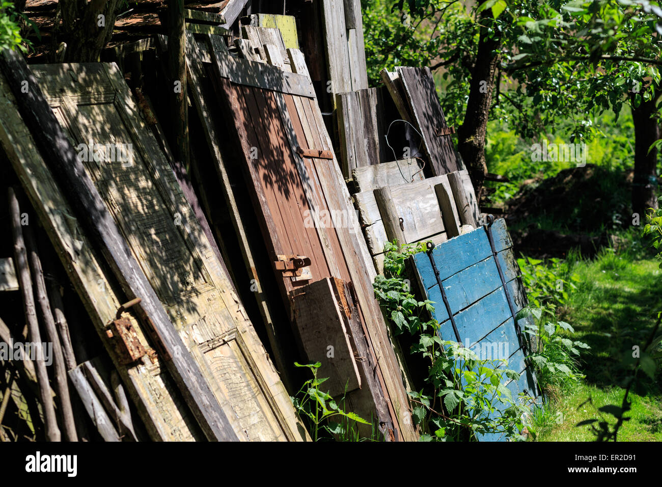 Stack old wooden doors hi-res stock photography and images - Alamy