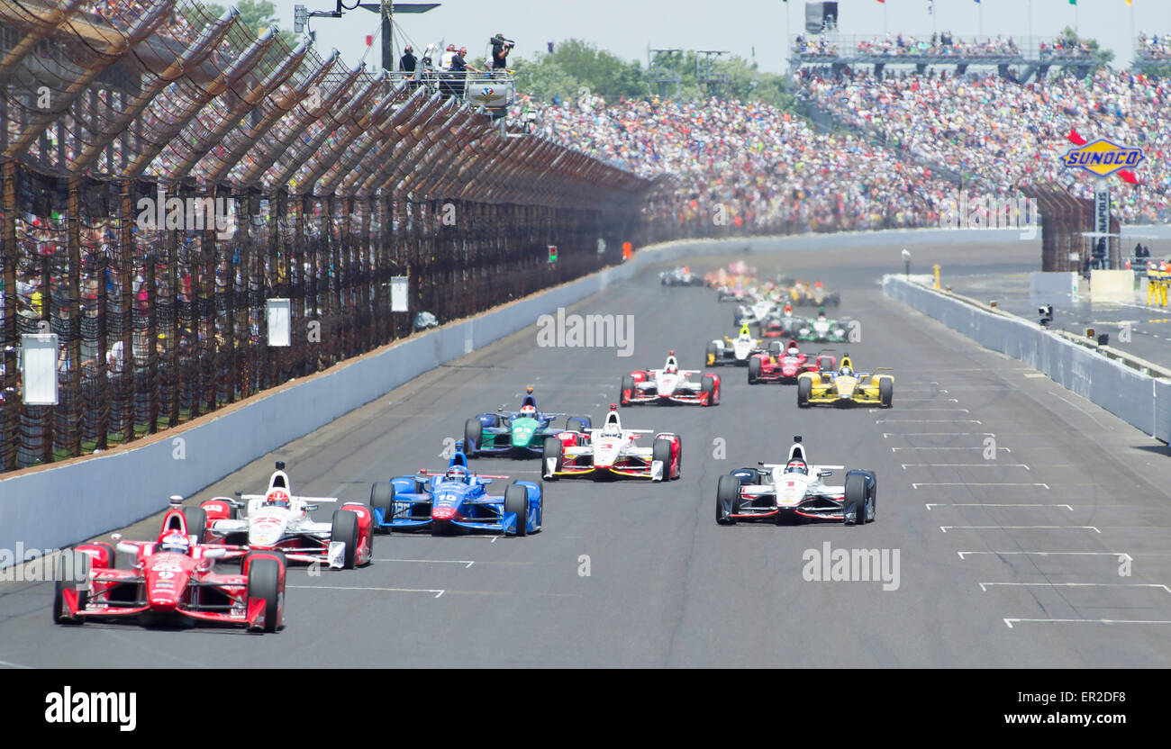 May 24, 2015: Indianapolis, IN - A view of the field racing down the ...