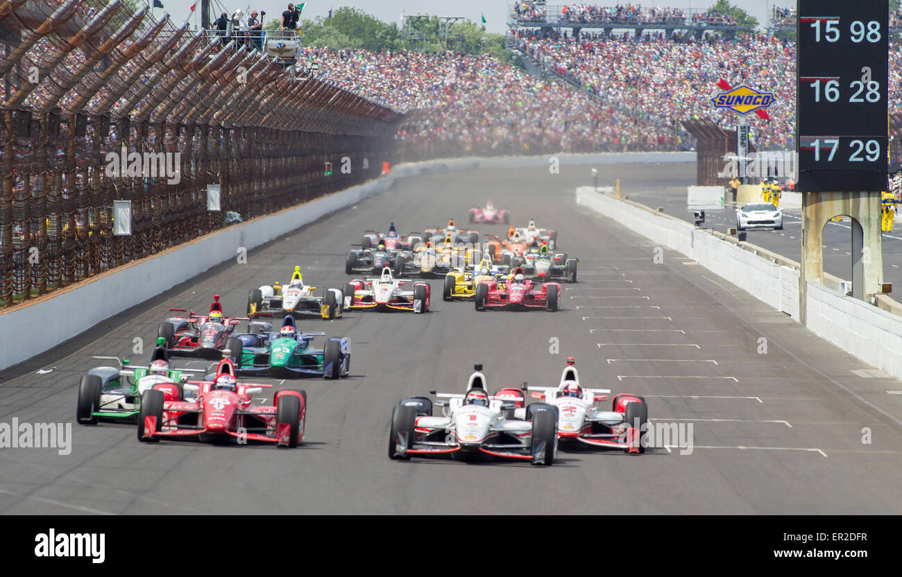 May 24, 2015: Indianapolis, IN - A view of the field racing down the ...