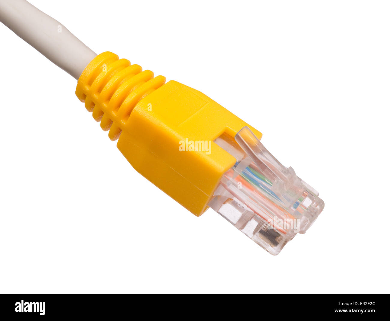Yellow cable on white Stock Photo - Alamy