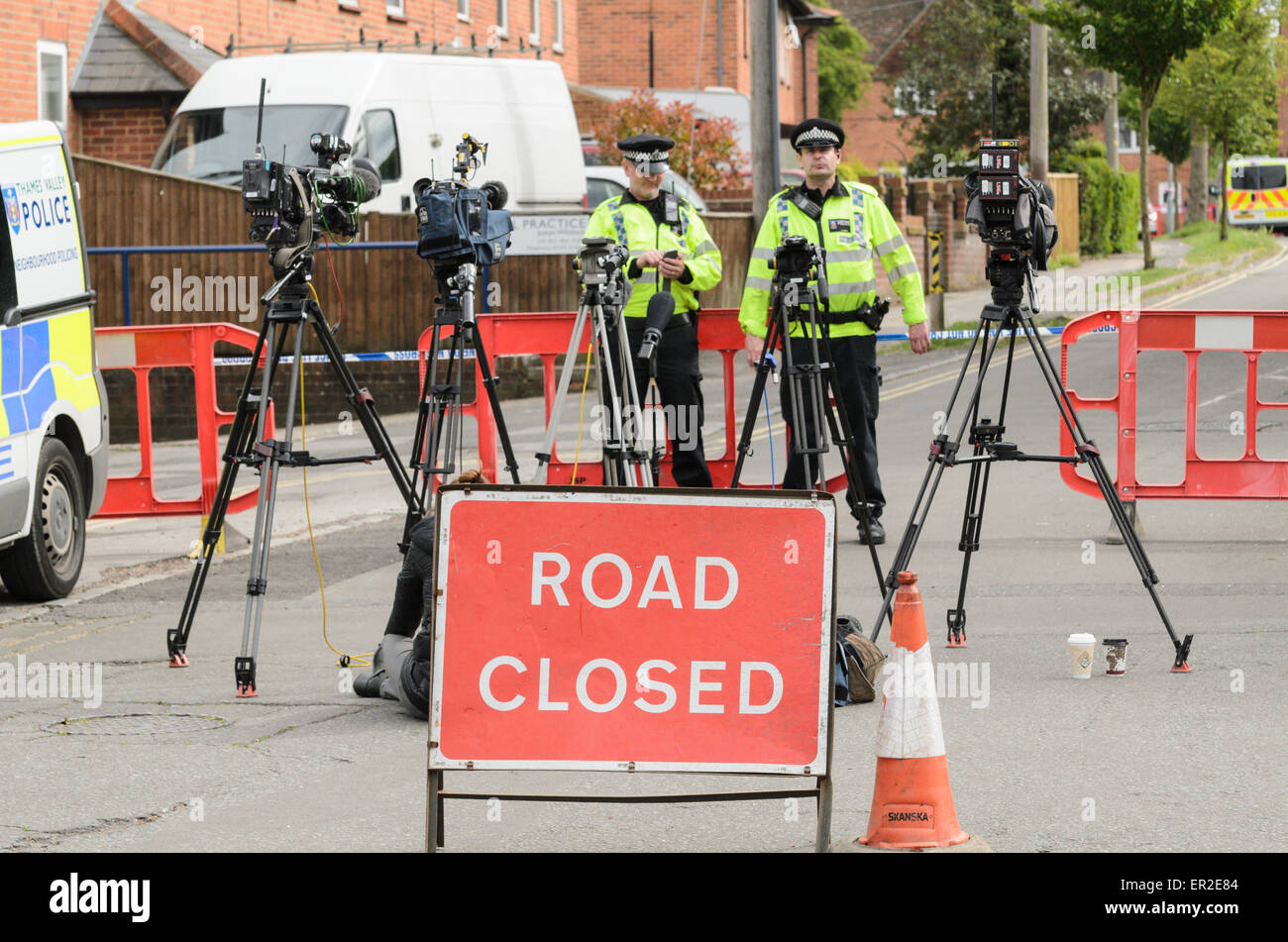 Didcot, UK. 25th May, 2015. The Police cordon at the scene of a triple ...