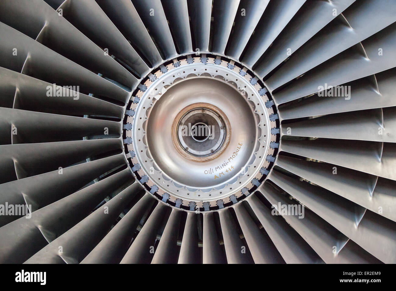 A view of the front fan from a Rolls-Royce RB211 turbofan engine Stock ...