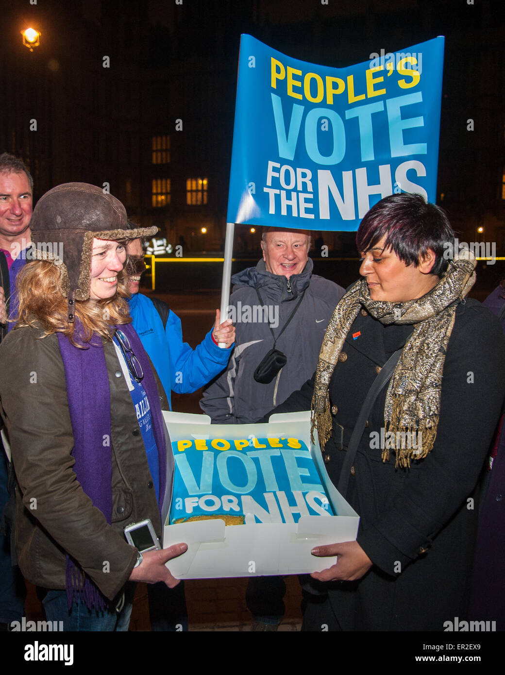 National Health Service staff and campaigners take part in a sleepout ...