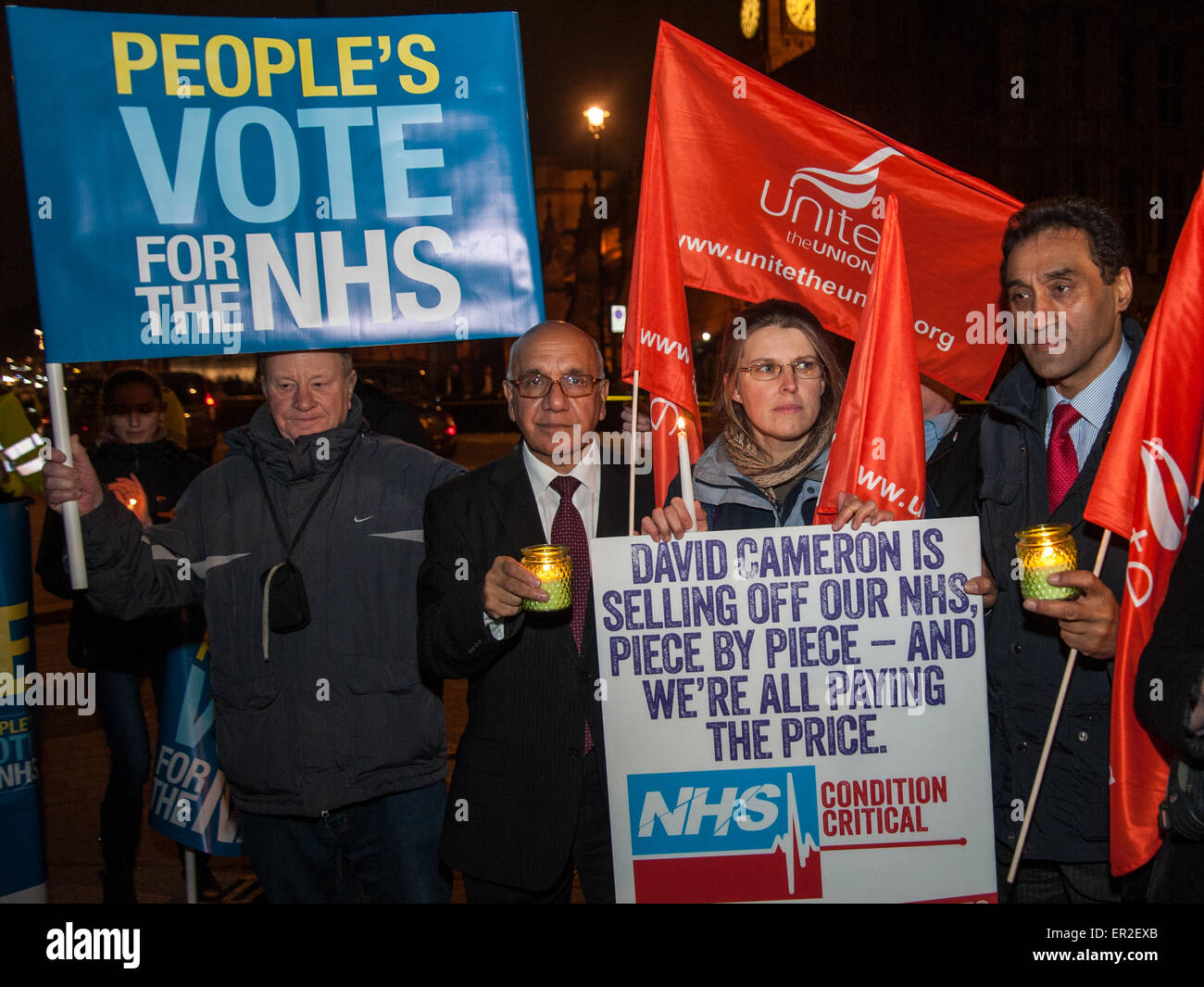 National Health Service staff and campaigners take part in a sleepout ...