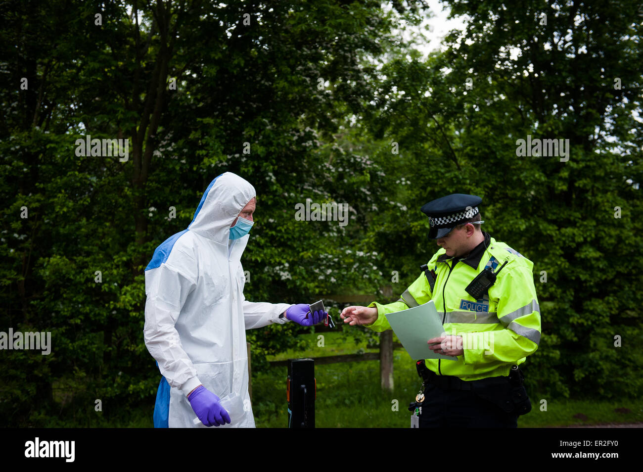 Forensics officers and police at a scene of crime Oxford UK 2015 Stock ...