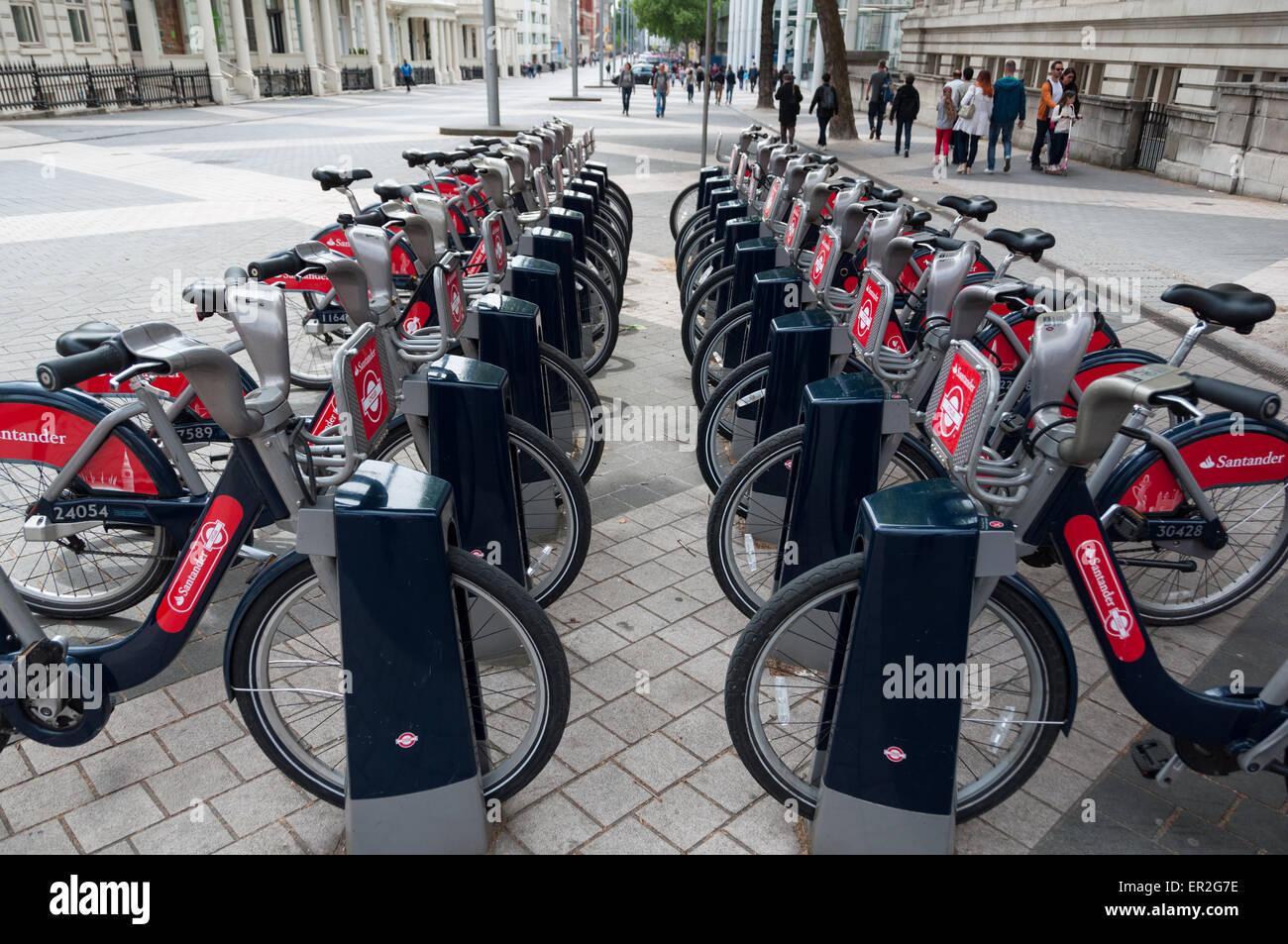 Santander Cycles also known as Boris bikes ready for rent in London ...