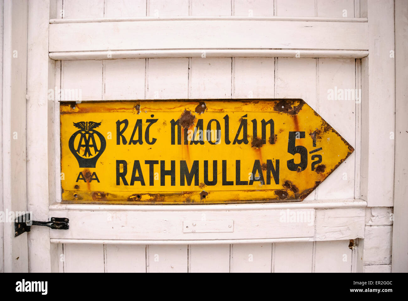 Old AA road sign for Rathmullan Stock Photo - Alamy