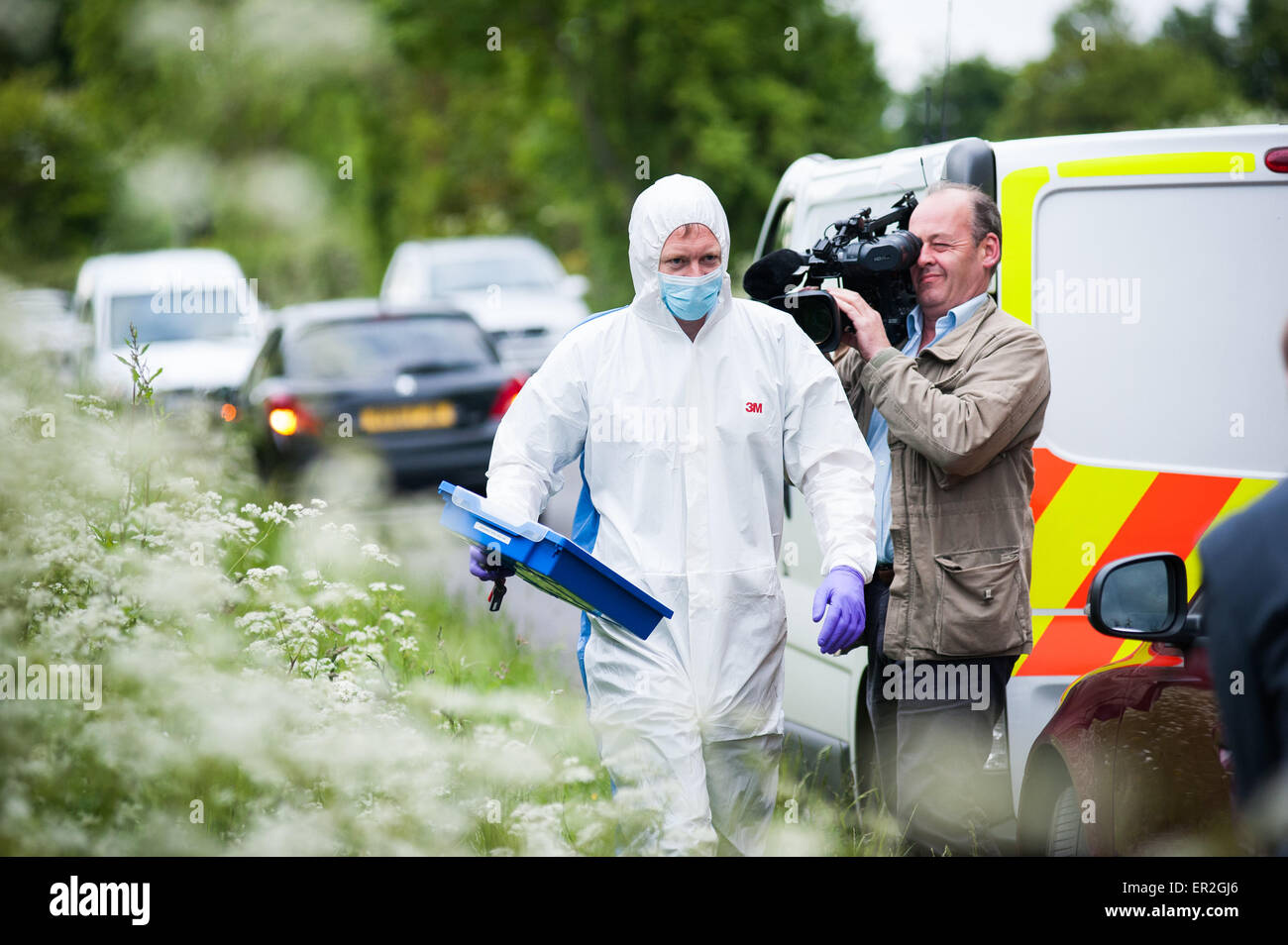 Forensics officers and police at a scene of crime Oxford UK 2015 Stock ...