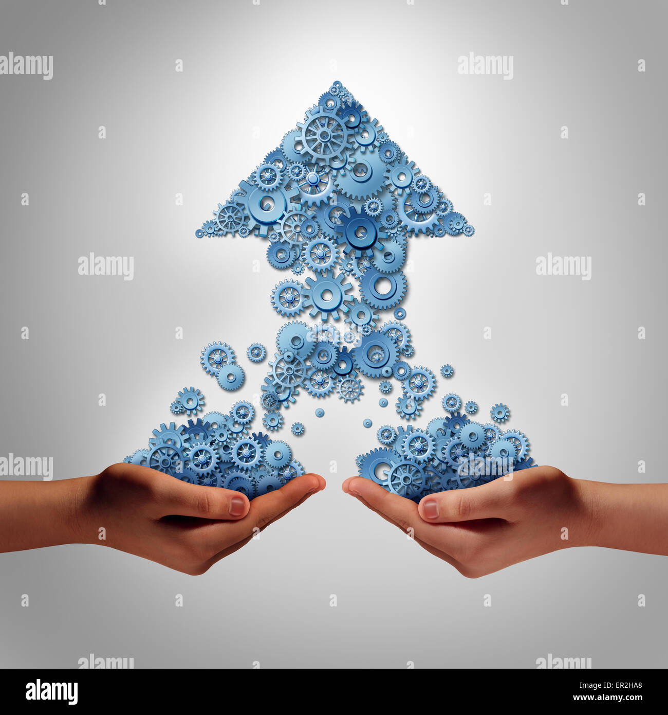 Teamwork for success business concept as two hands holding groups of ...