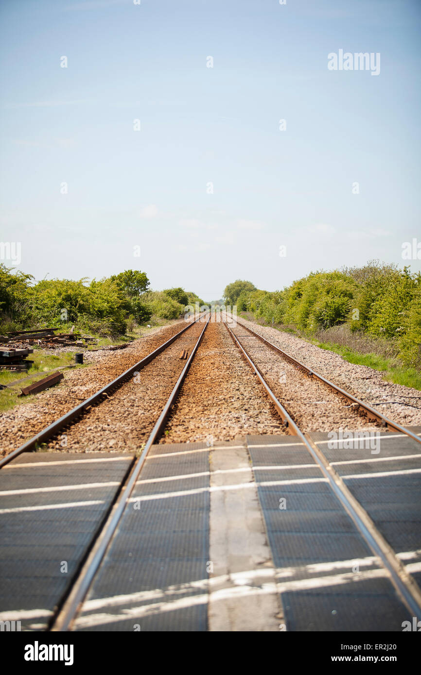 Railway track going into the distance Stock Photo - Alamy