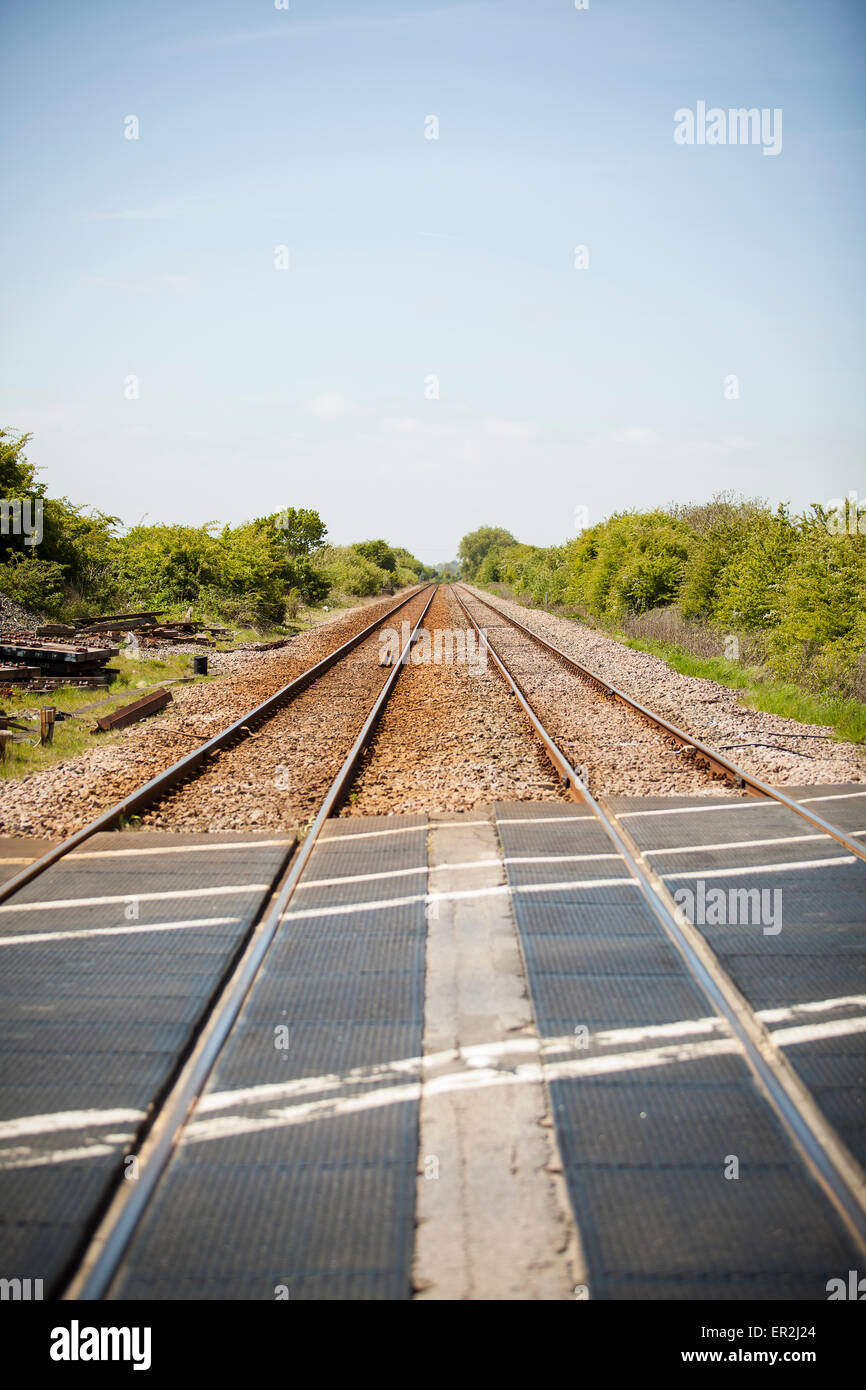 Railway track going into the distance Stock Photo - Alamy