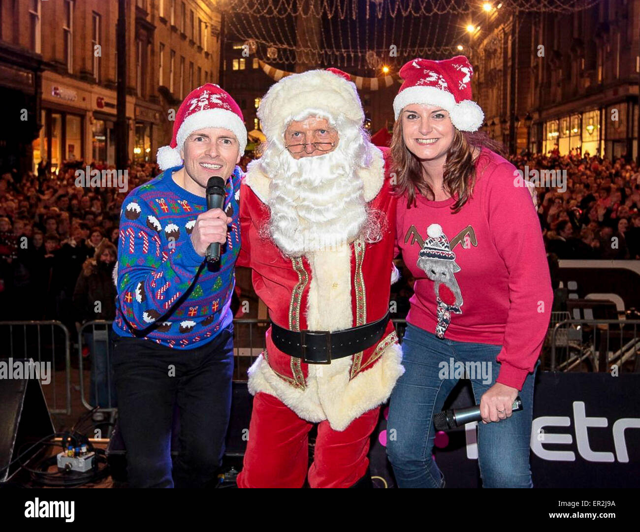 Metro Radio's Steve and Karen turn on Newcastle City Centre lights ...
