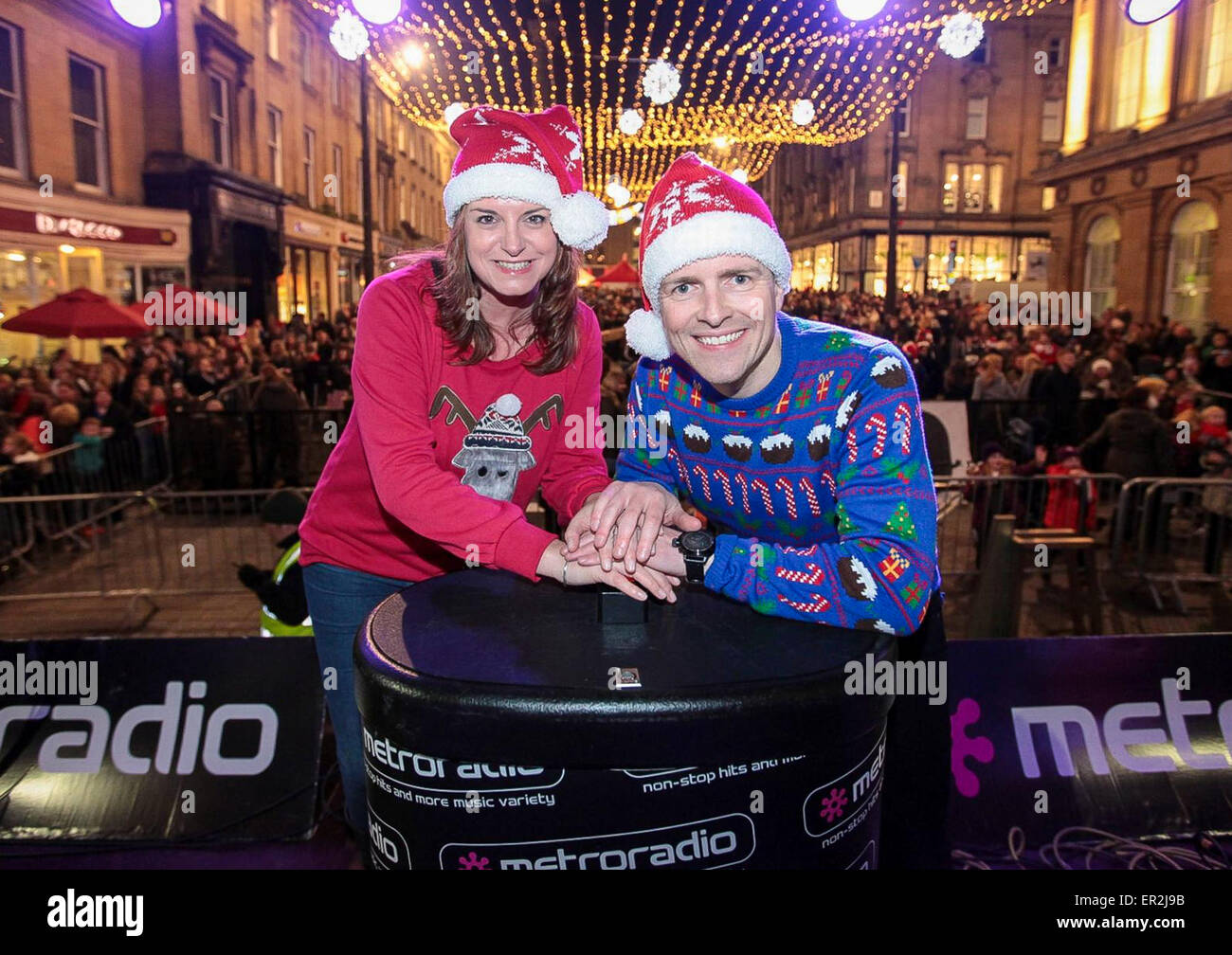 Metro Radio's Steve and Karen turn on Newcastle City Centre lights ...