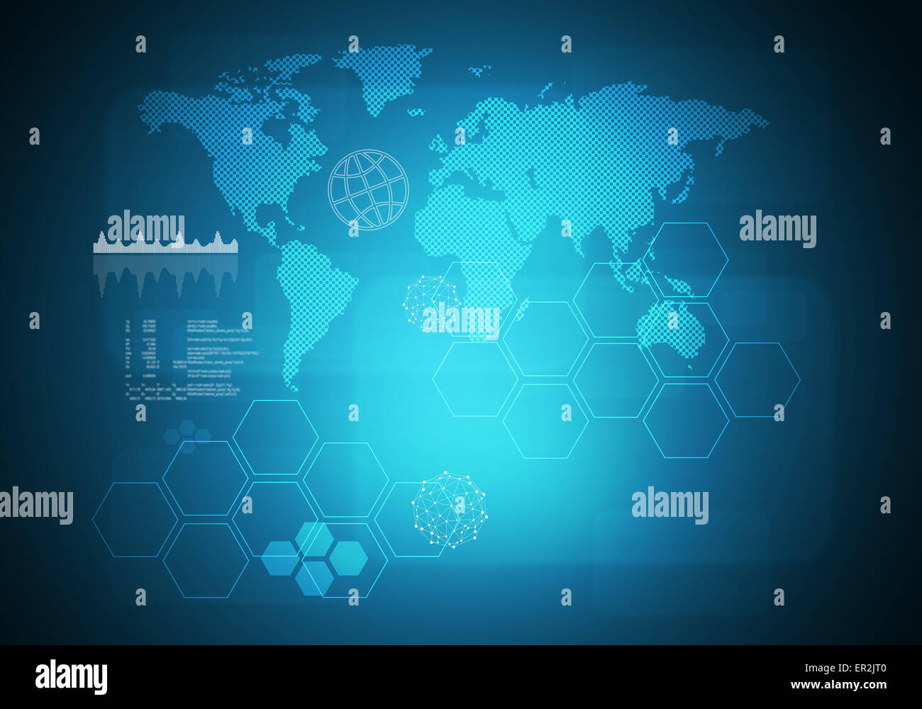 Abstract blue background with world map Stock Photo - Alamy