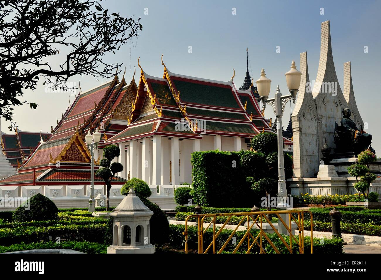 Bangkok, Thailand: Wat Ratchanadda complex with temples adorned with ...
