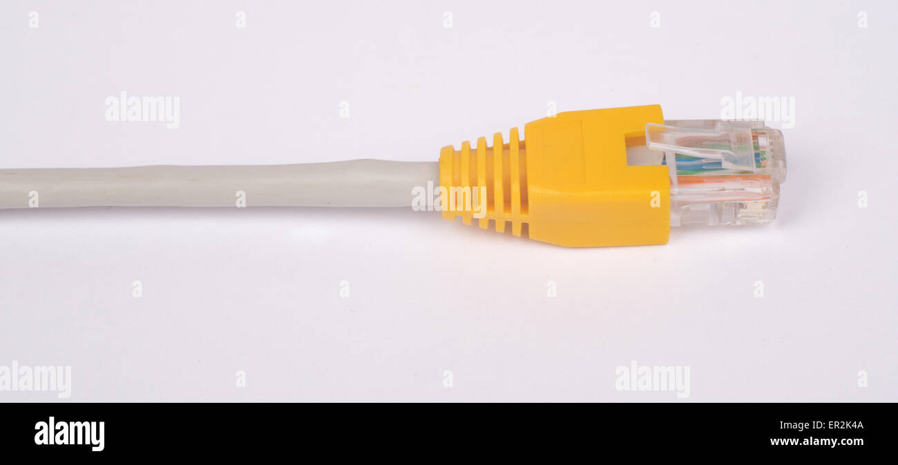Yellow computer cable Stock Photo - Alamy