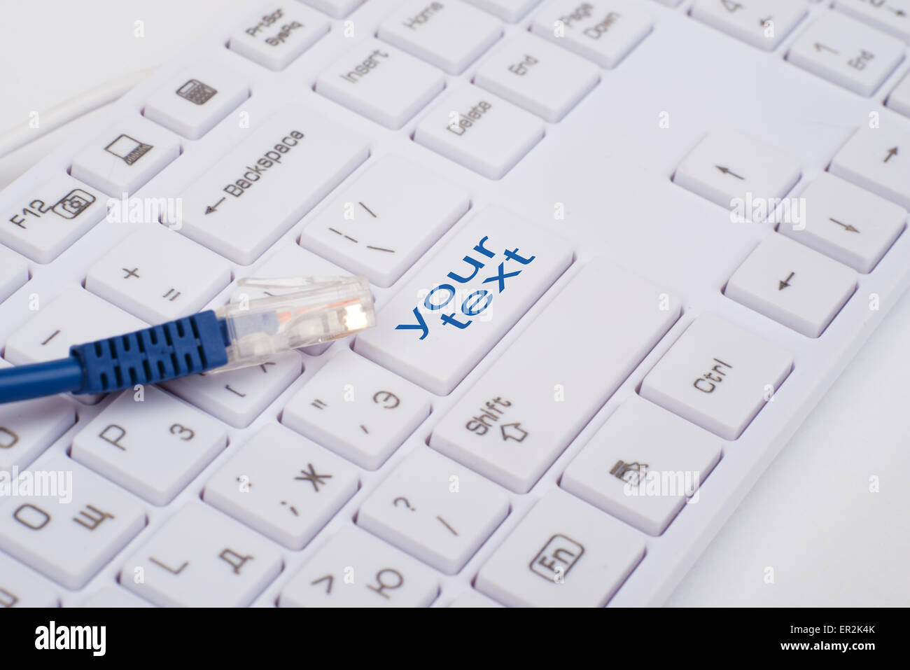 Computer keyboard with button your text Stock Photo - Alamy