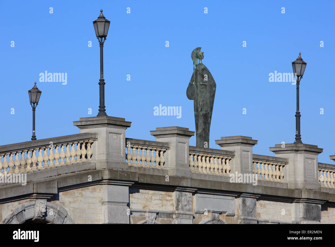Statue of the goddess Minerva along the River Scheldt in Antwerp ...