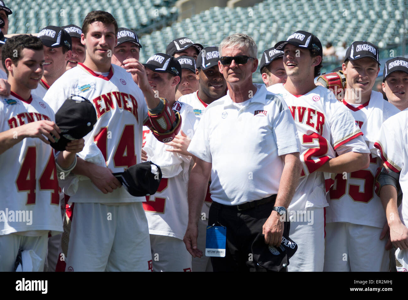 May 25, 2015: Denver Pioneers head coach Bill Tierney and attack Wesley ...