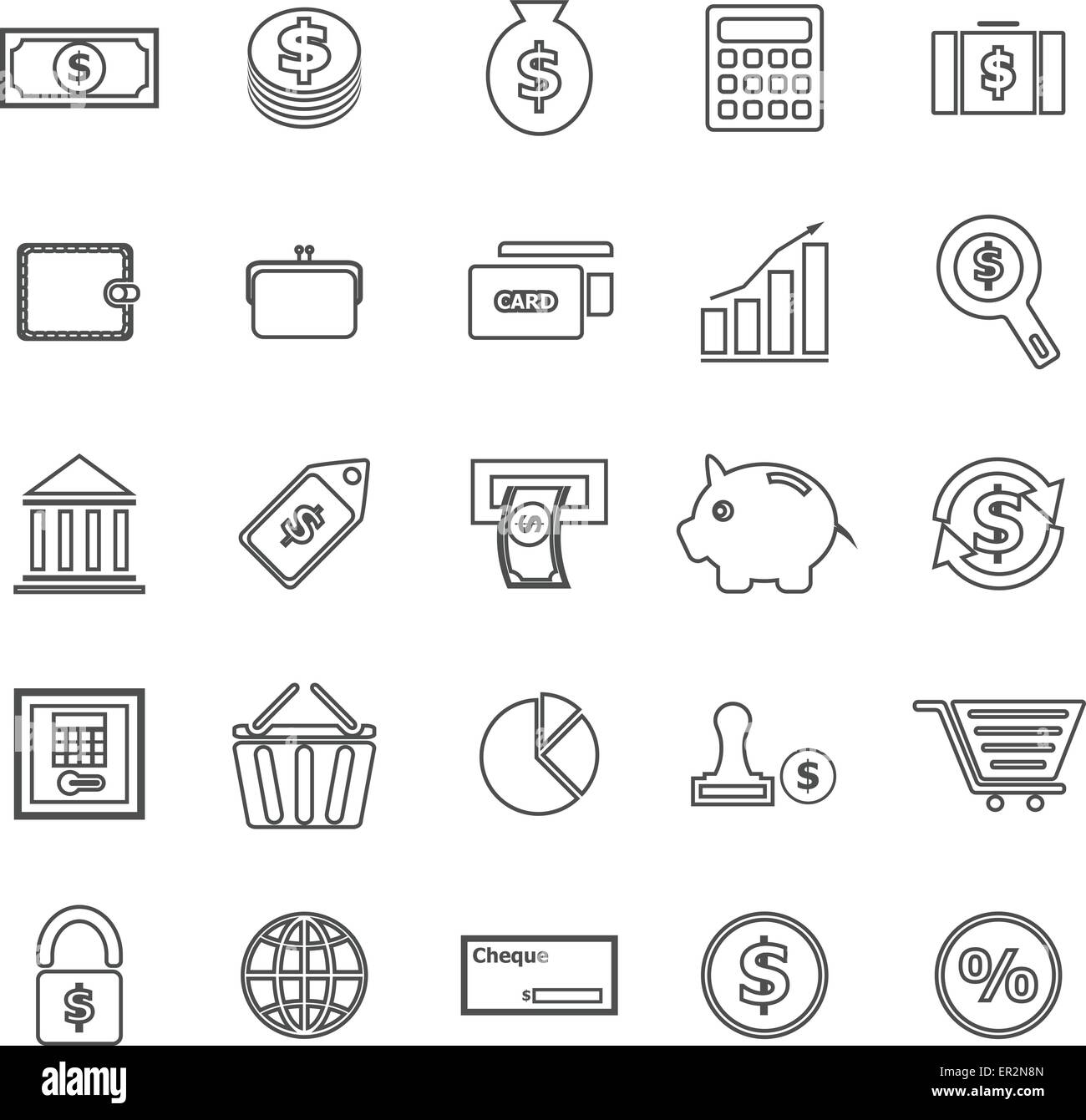 Money line icons on white background, stock vector Stock Vector Image ...