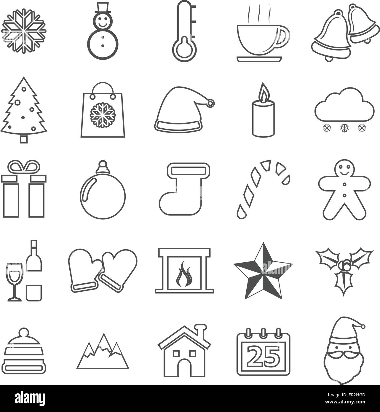Winter line icons on white background, stock vector Stock Vector Image ...