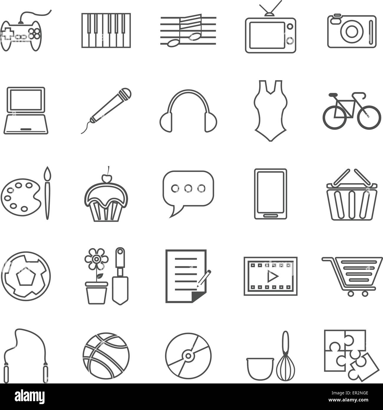 Hobby line icons on white background, stock vector Stock Vector Image ...