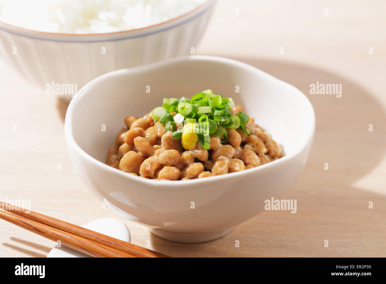 Natto beans and bowl of rice Stock Photo - Alamy