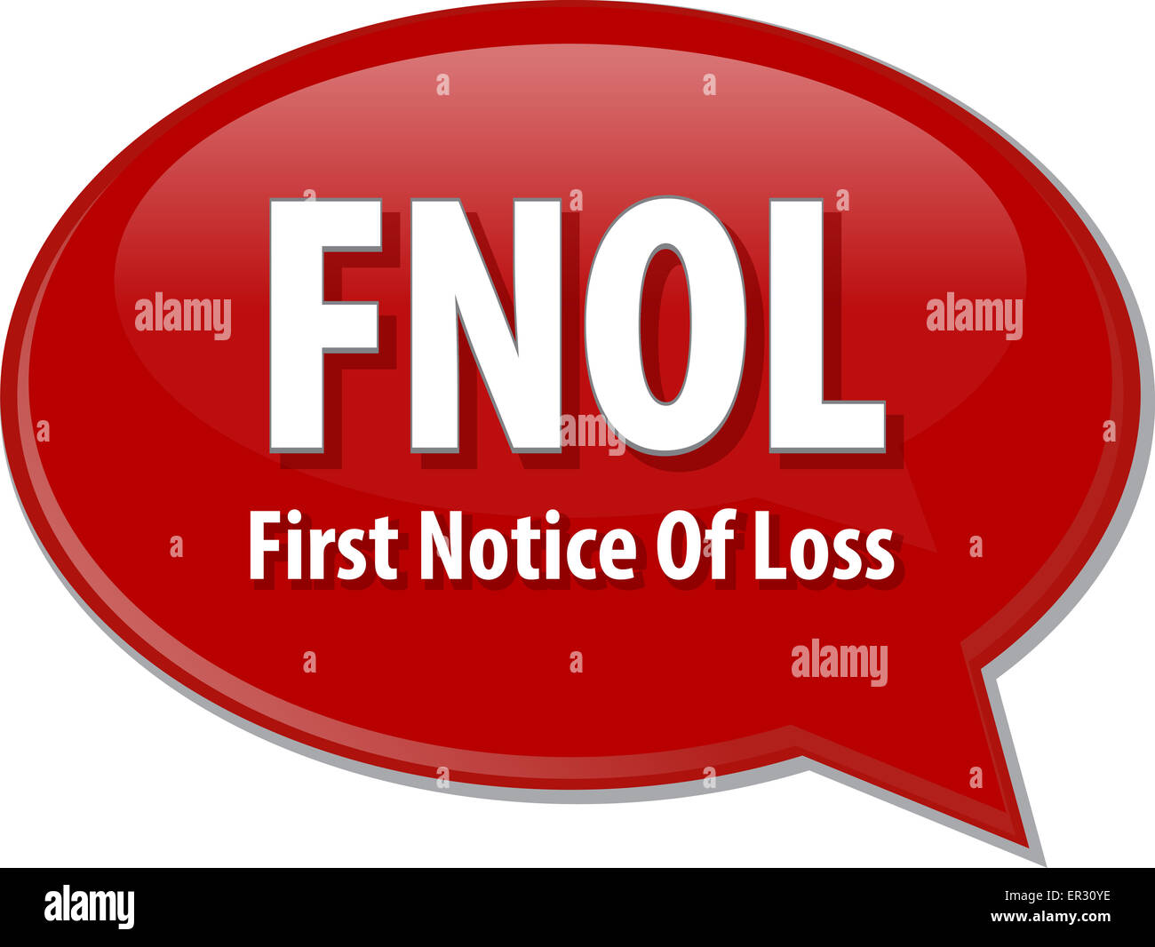 word speech bubble illustration of business acronym term FNOL First ...