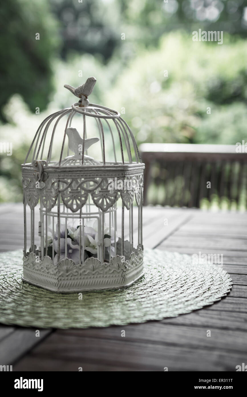 An old aviary garden, used as a flower pot Stock Photo - Alamy