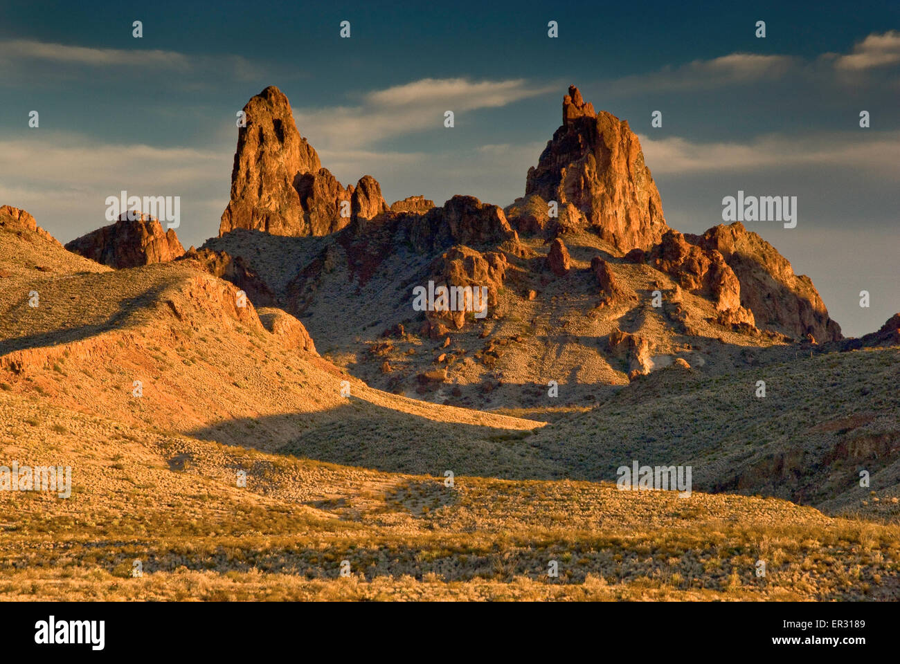 Mule Ears Peaks at sunset, Chihuahuan Desert in Big Bend National Park ...