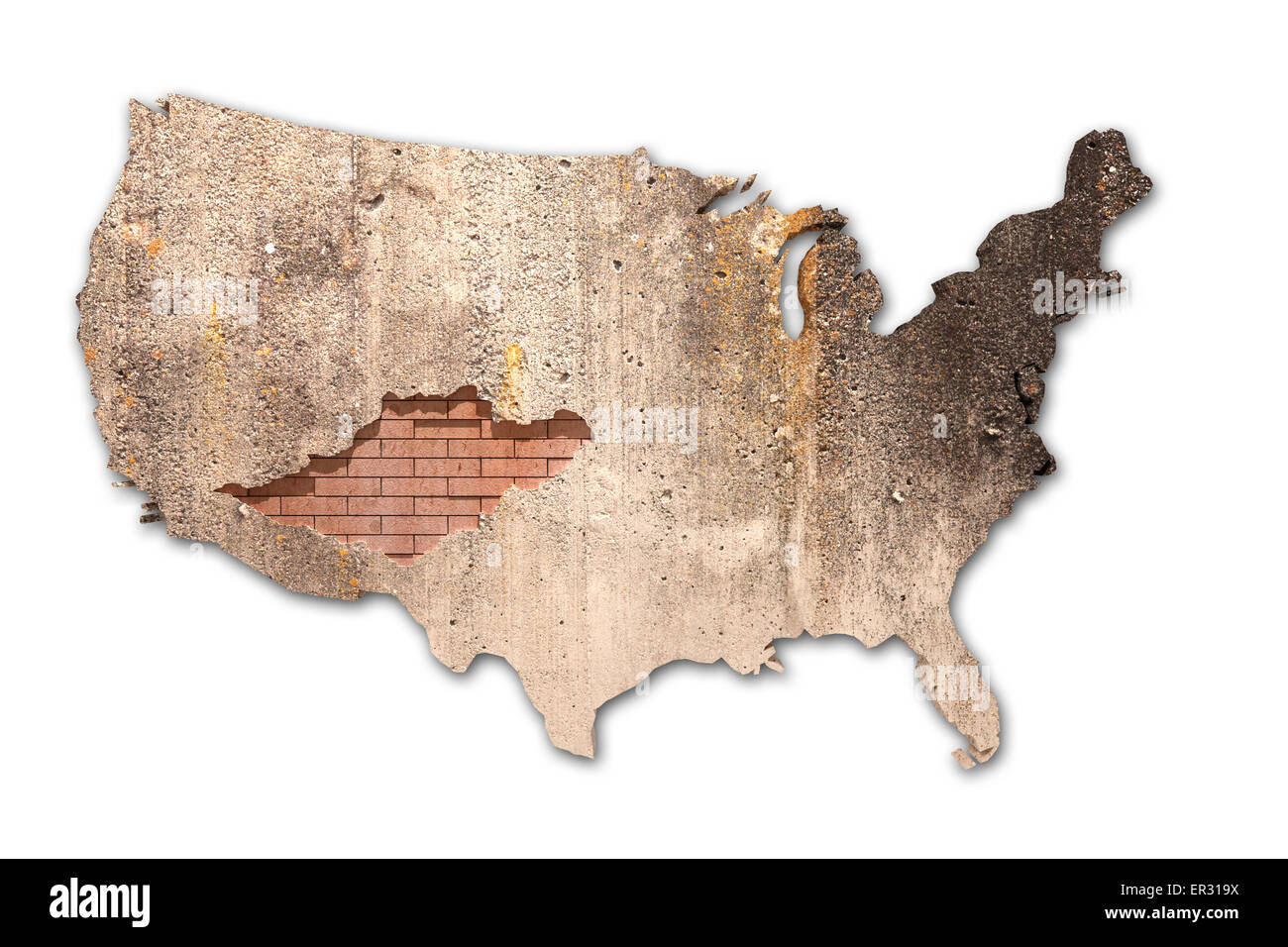 3d rendering of a United States map with a brick texture Stock Photo ...