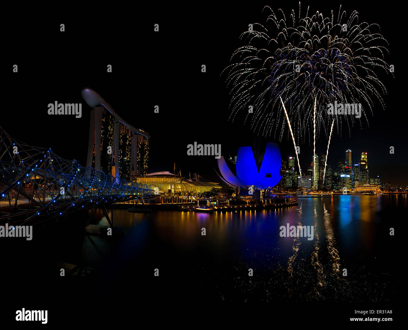 National day celebration at marina bay singapore hi-res stock ...