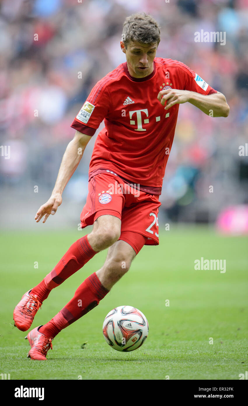 Munich, Germany. 23rd May, 2015. Munich's Thomas Mueller in action at ...
