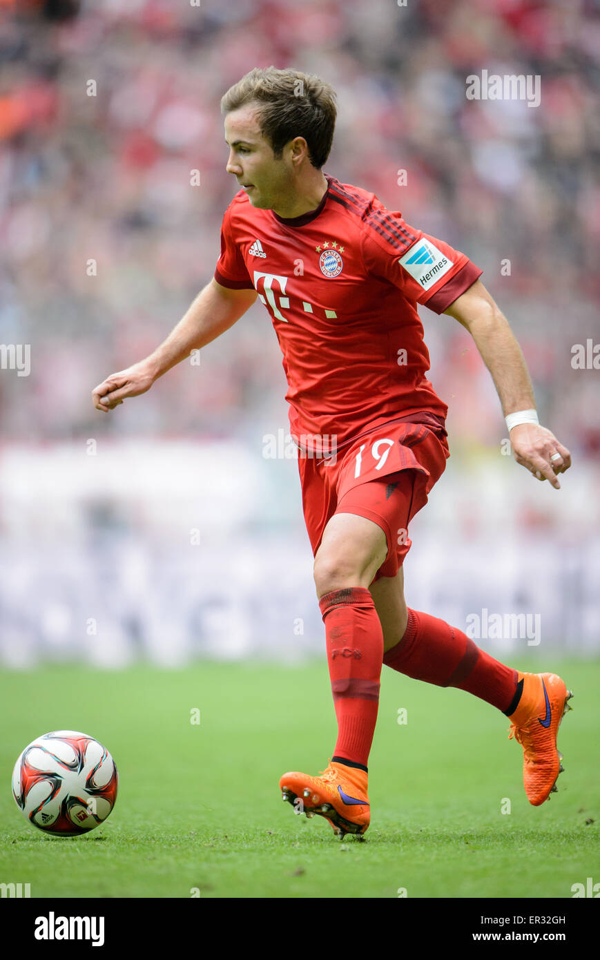 Munich, Germany. 23rd May, 2015. Munich's Mario Goetze in action at the ...