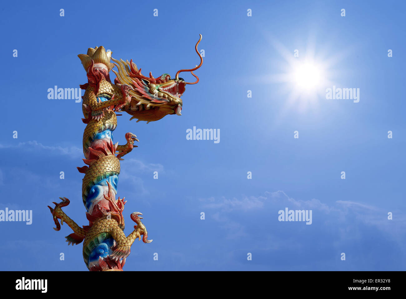 Chinese dragon with beautiful sunlight background Stock Photo - Alamy