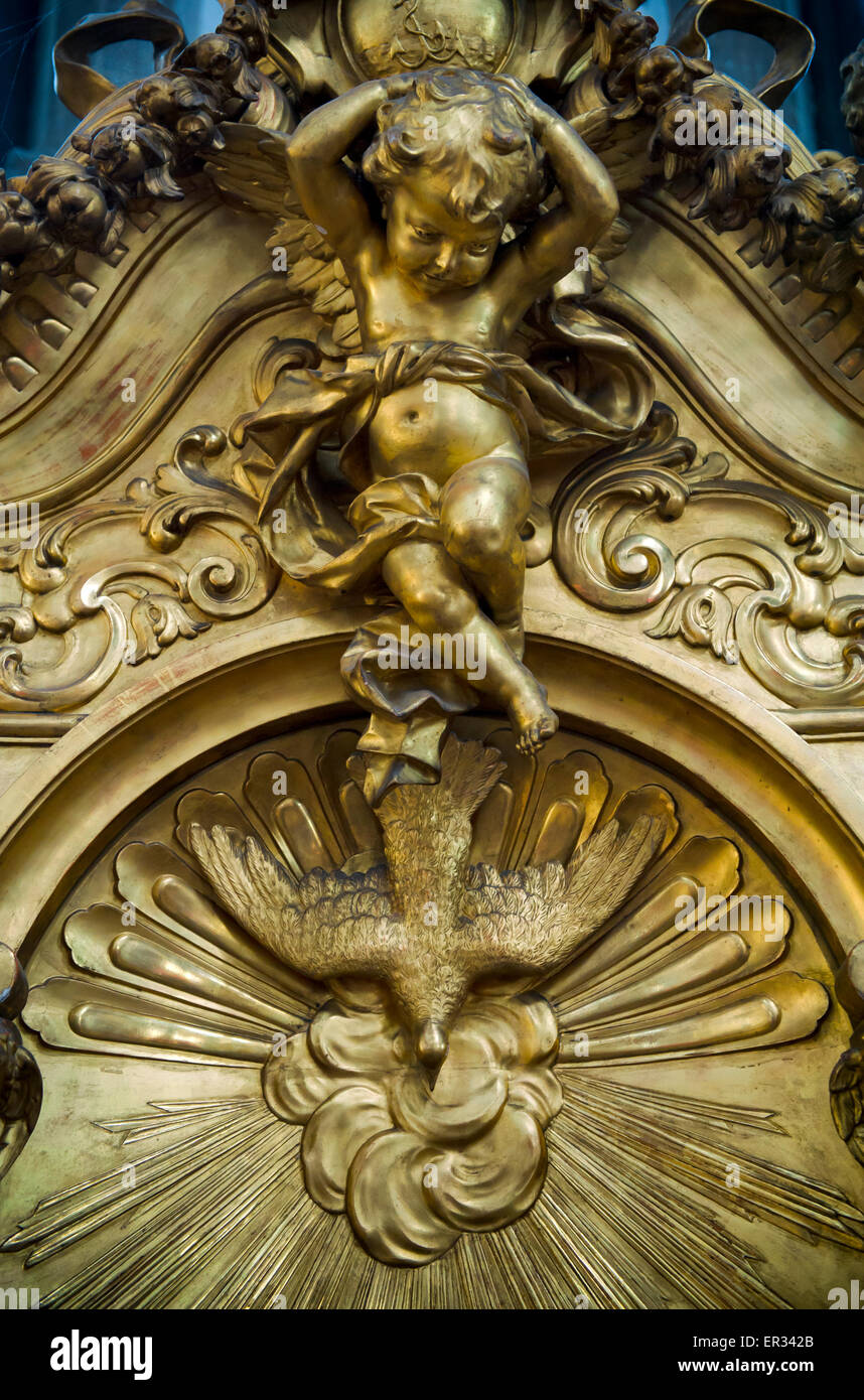 Venetian Baroque architecture cupid close-up of cherub in the Santa ...