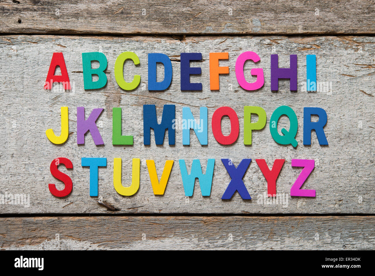 Colorful wooden English alphabet set on grunge wooden background Stock ...