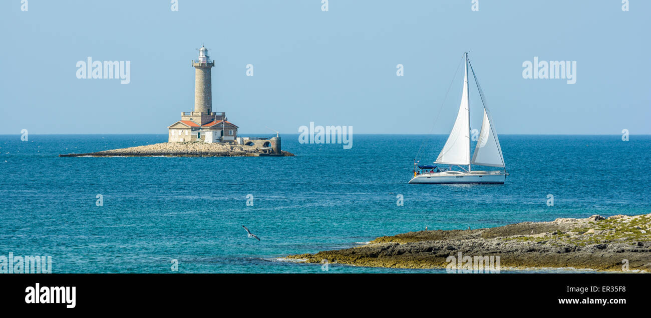 Porer Lighthouse - Croatia, Istria, Kamenjak. Porer lighthouse was ...