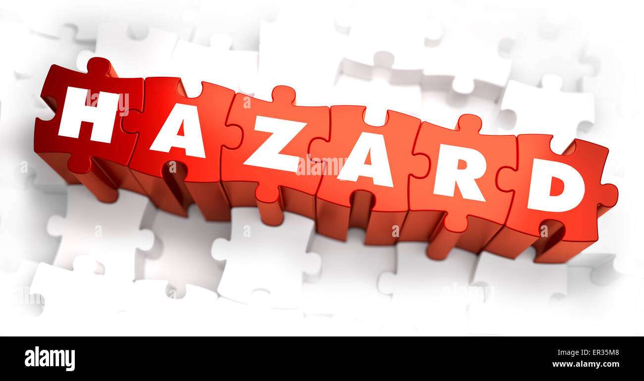 Hazard - White Word on Red Puzzles Stock Photo - Alamy