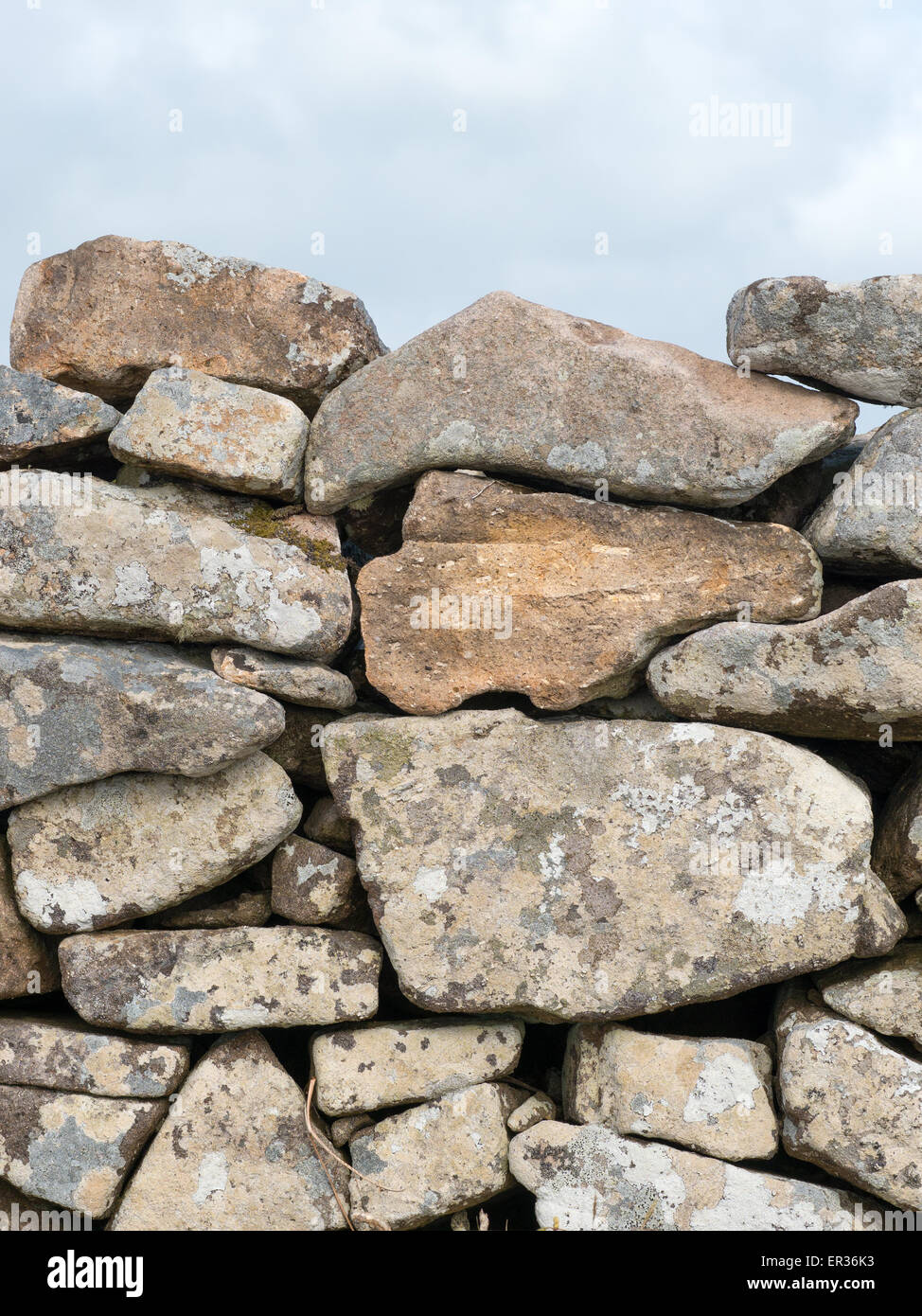 Ancient Cornish dry stone wall close up detail Stock Photo - Alamy