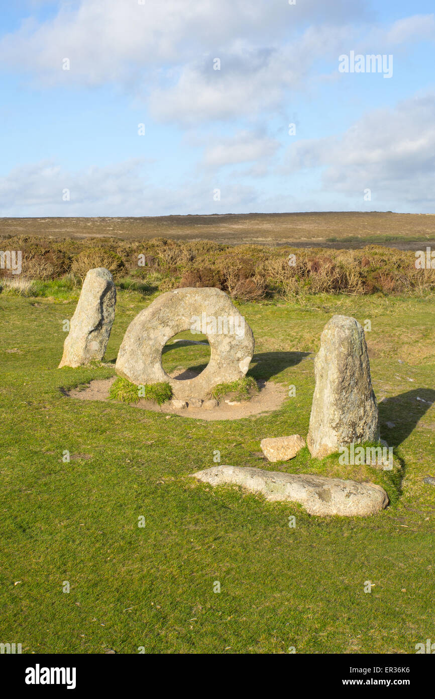 Men-an-Tol megalithic stones formation in Cornwall, England Stock Photo ...