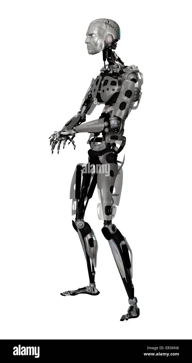 3D digital render of a male cyborg isolated on white background Stock ...