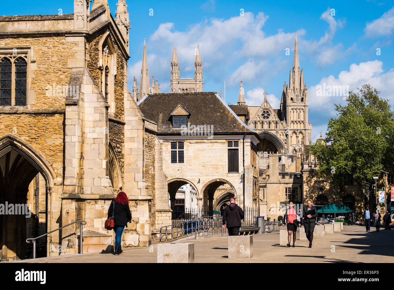 Cathedral square Peterborough, Cambridgeshire, England, U.K Stock Photo ...