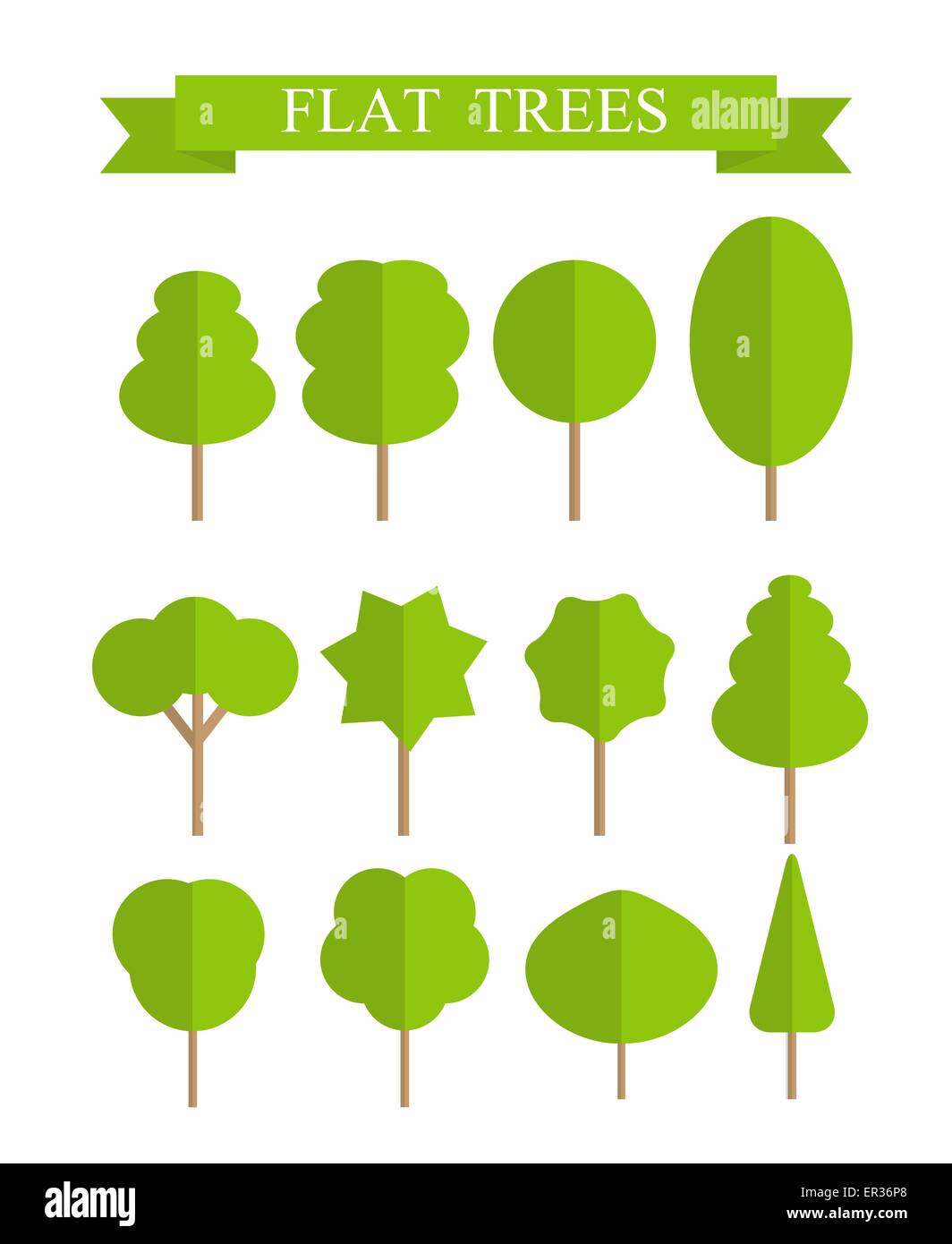 Paper Trendy Flat Trees Set Vector Illustration Stock Vector Image ...