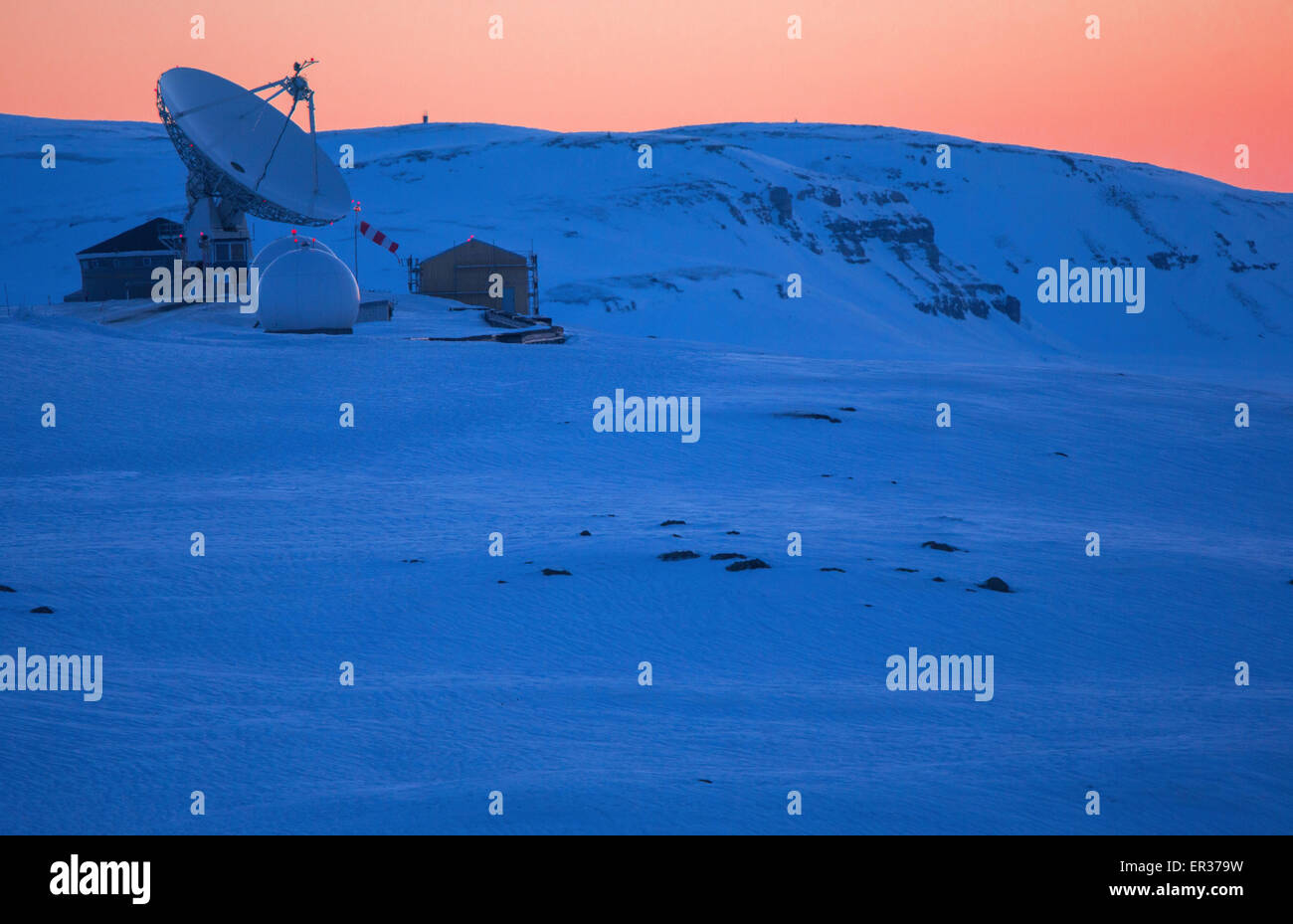 A giant VLBI antenna from the Norwegian Mapping Authority (NMA) turns ...
